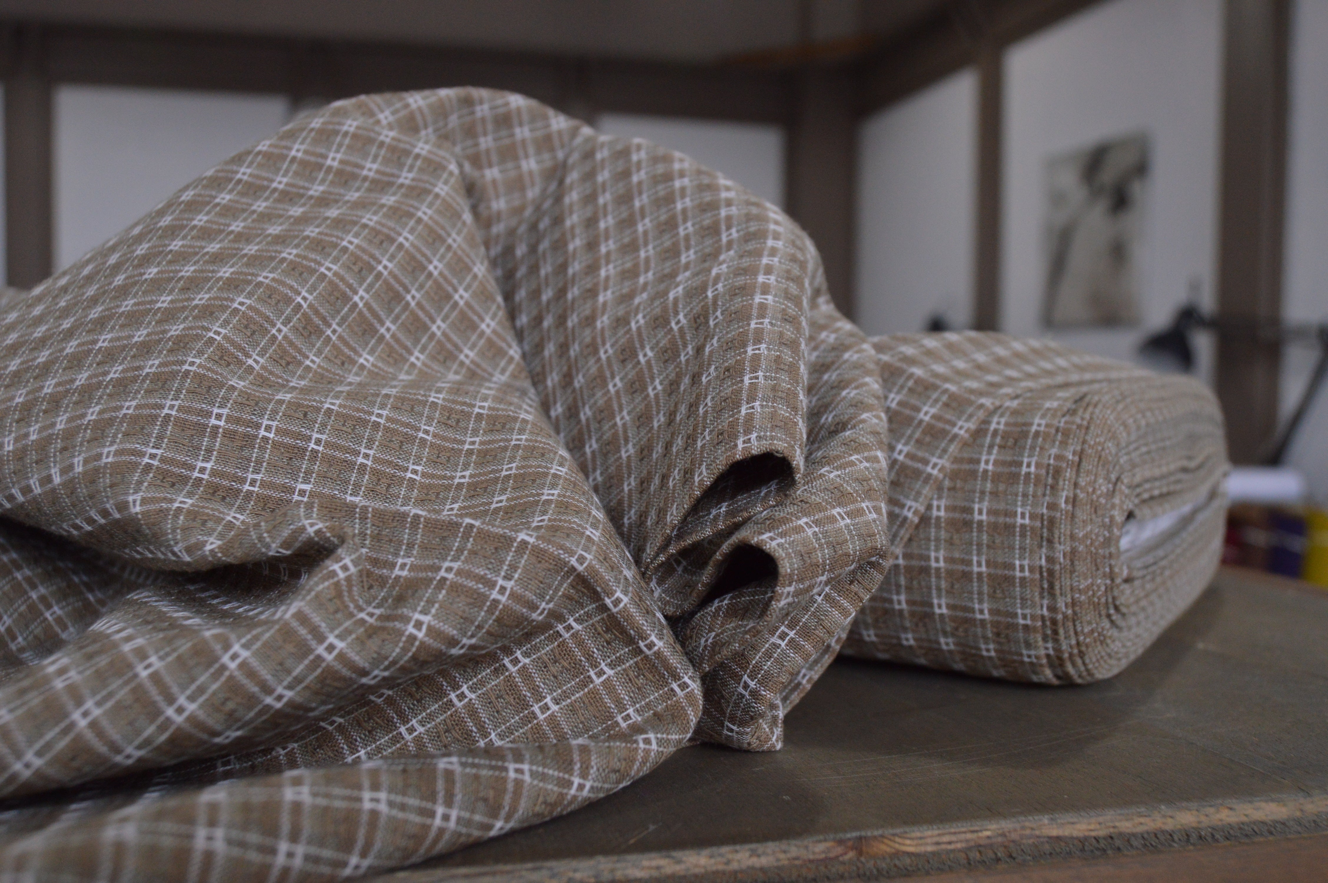Yarn Dyed Cotton | Greige Grid | Salt Lake Sewciety