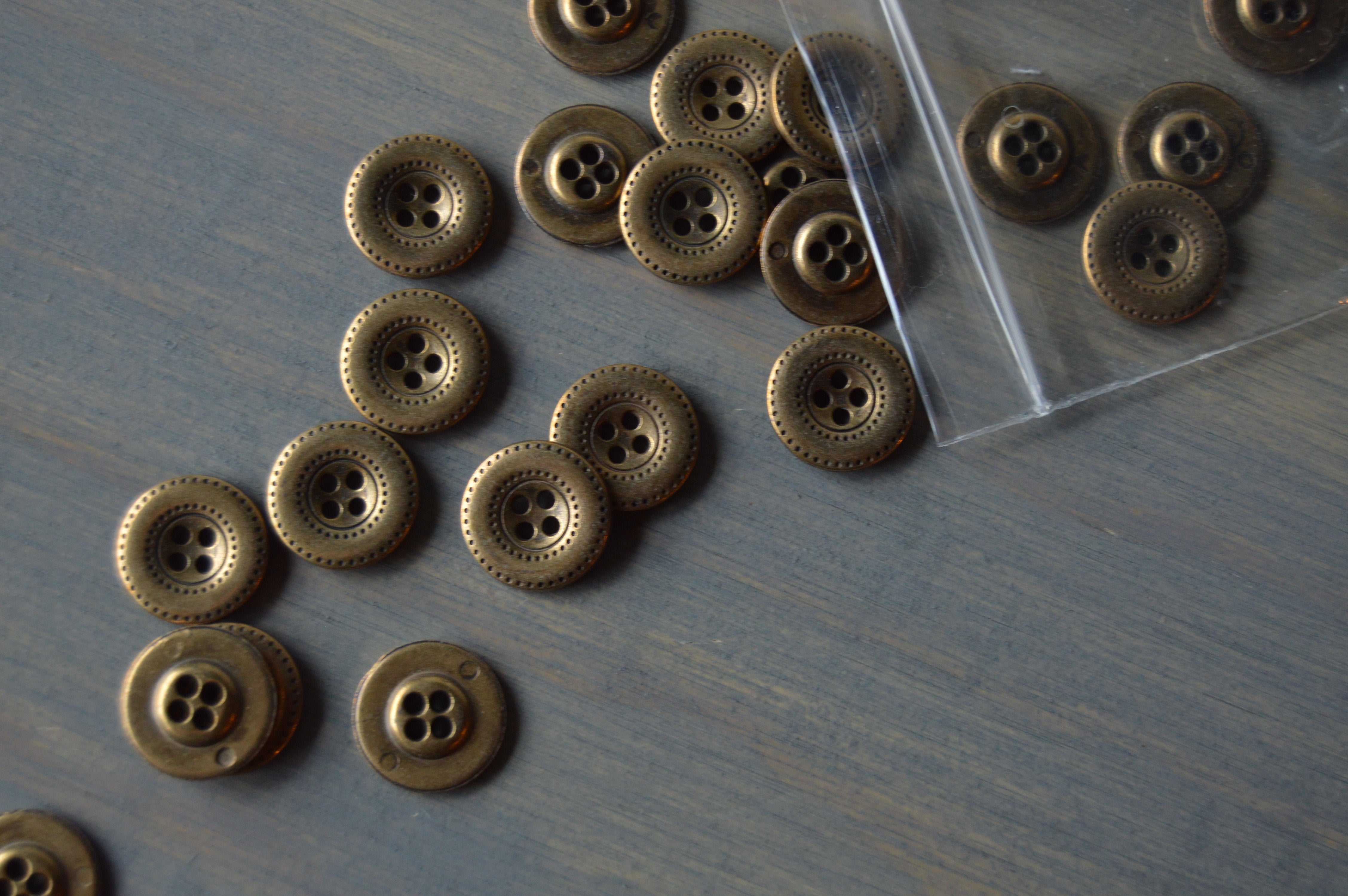 Stitched Antique Brass Buttons | 2 pack | Salt Lake Sewciety
